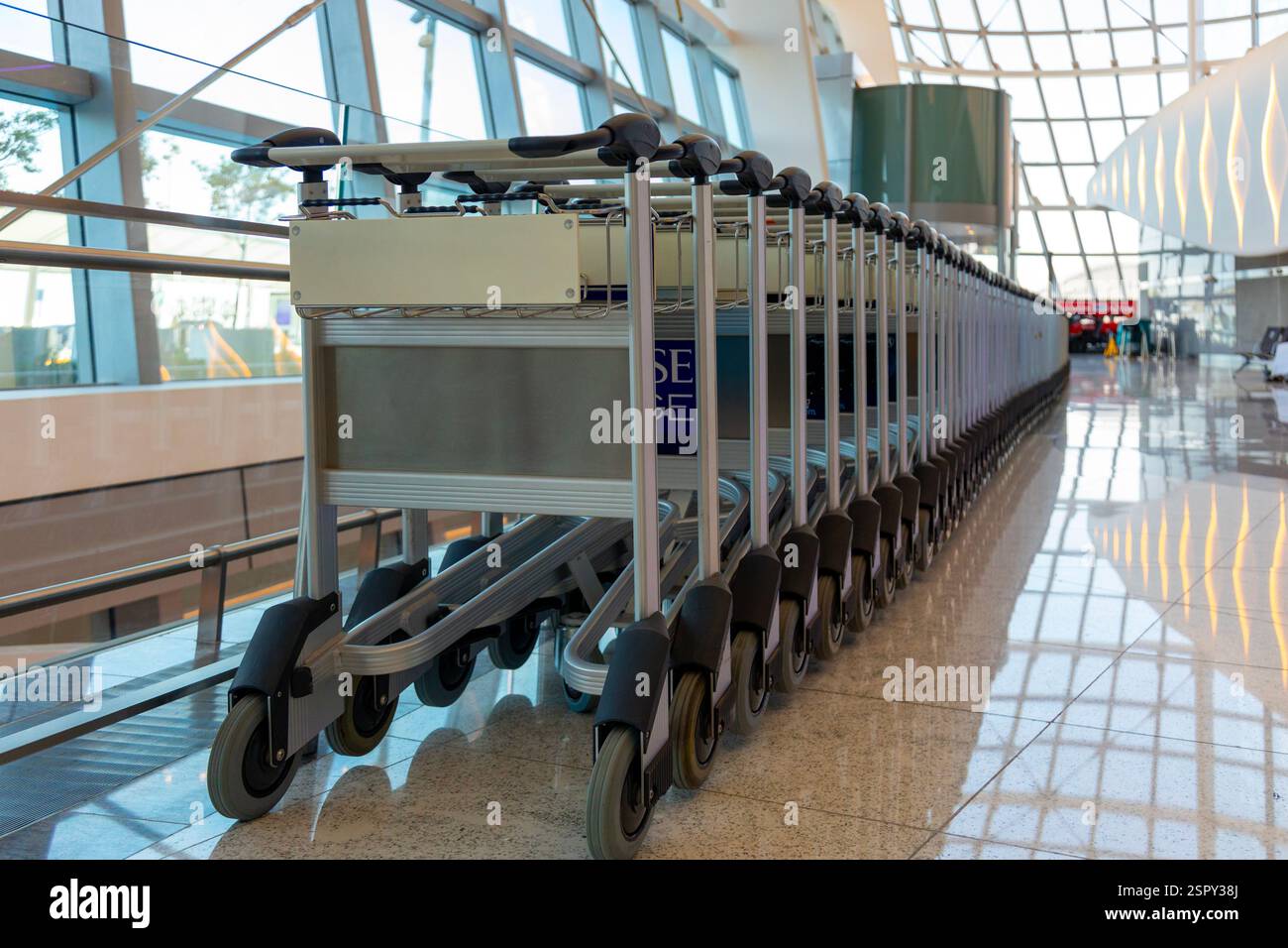 Luggage trolley at the Abu Dhabi airport Stock Photo - Alamy
