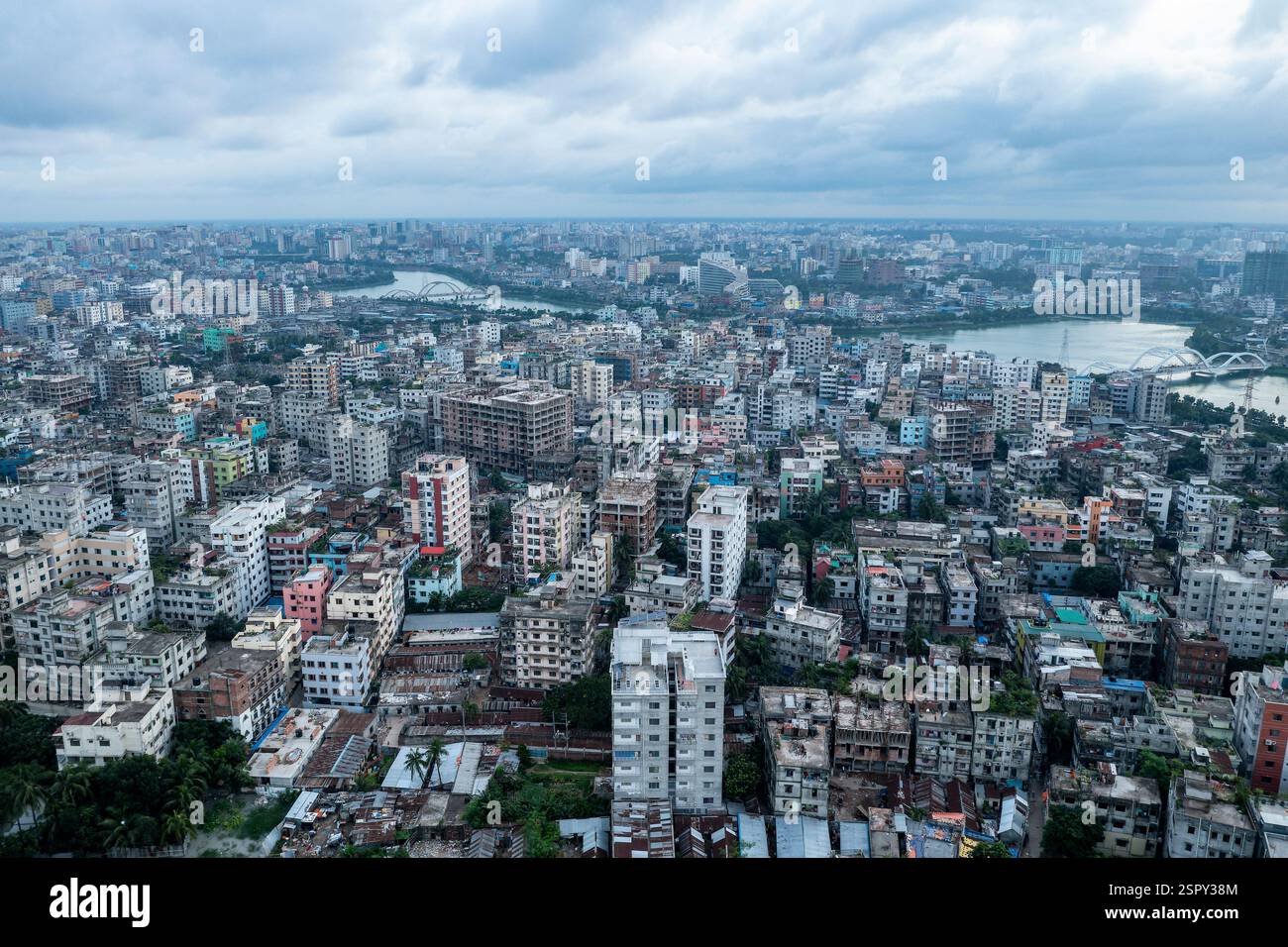 An aerial view of Dhaka, one of the most densely populated cities in ...