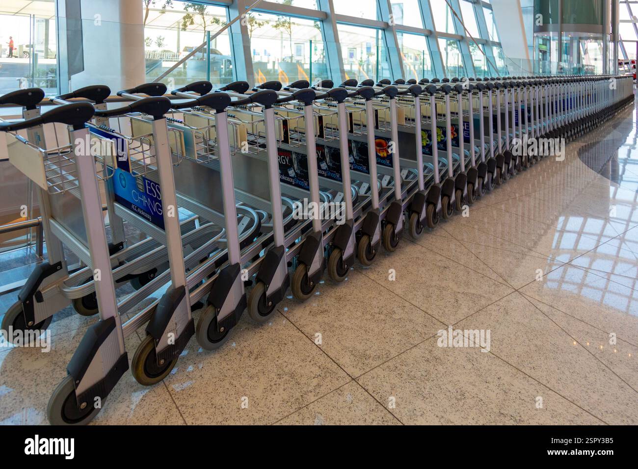 Luggage trolley at the Abu Dhabi airport Stock Photo - Alamy