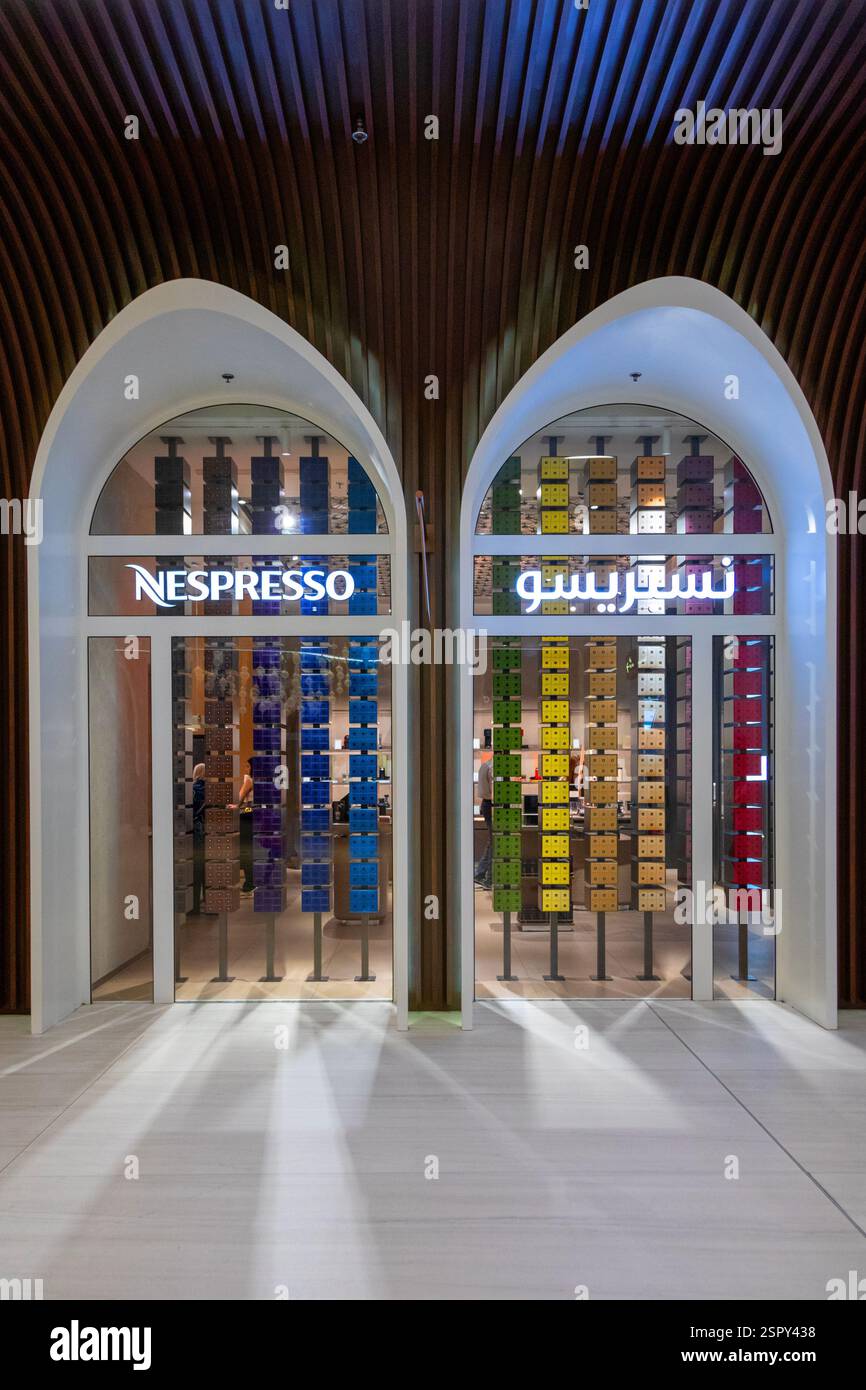 Nescafe shop window display in the Dubai mall Stock Photo - Alamy