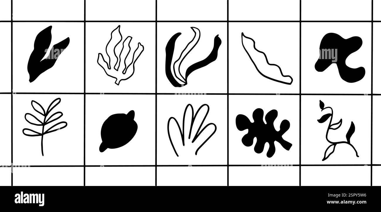 Black and White Organic Shape Illustration Set Stock Vector Image & Art ...