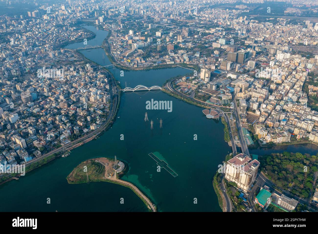 A breathtaking aerial view of Dhaka’s Hatirjheel project, showcasing ...