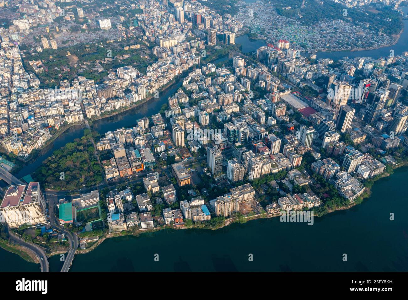 An aerial view of Dhaka’s Gulshan area, showcasing the contrast between ...