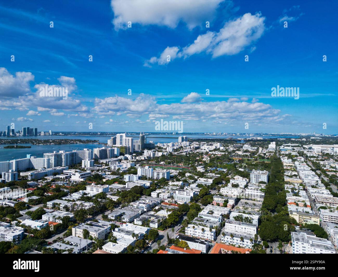 Luxury Miami architecture. Miami residential neighborhood. Aerial ...