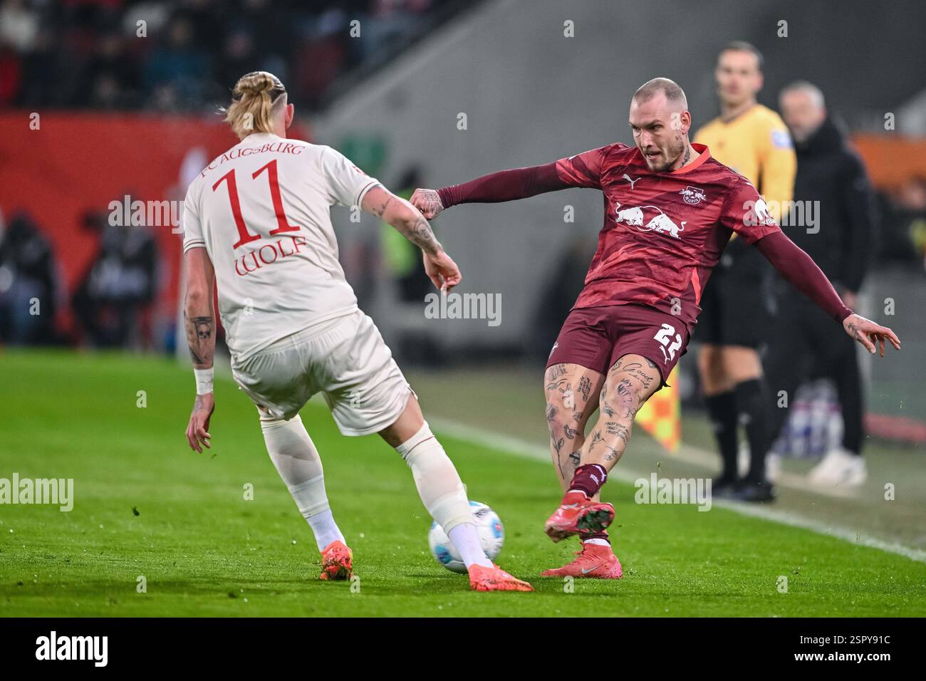 Augsburg, Germany. 14th Feb, 2025. Soccer, Bundesliga, FC Augsburg - RB ...