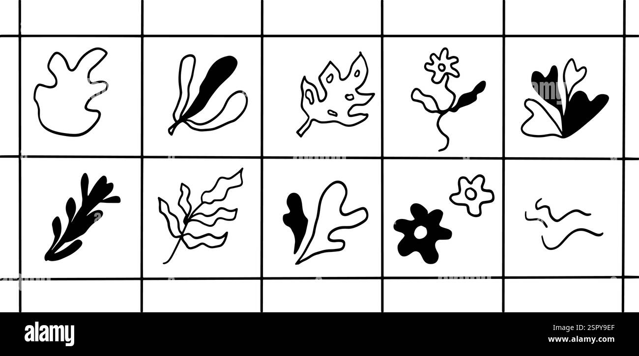 Black and White Organic Shape Illustration Set Stock Vector Image & Art ...