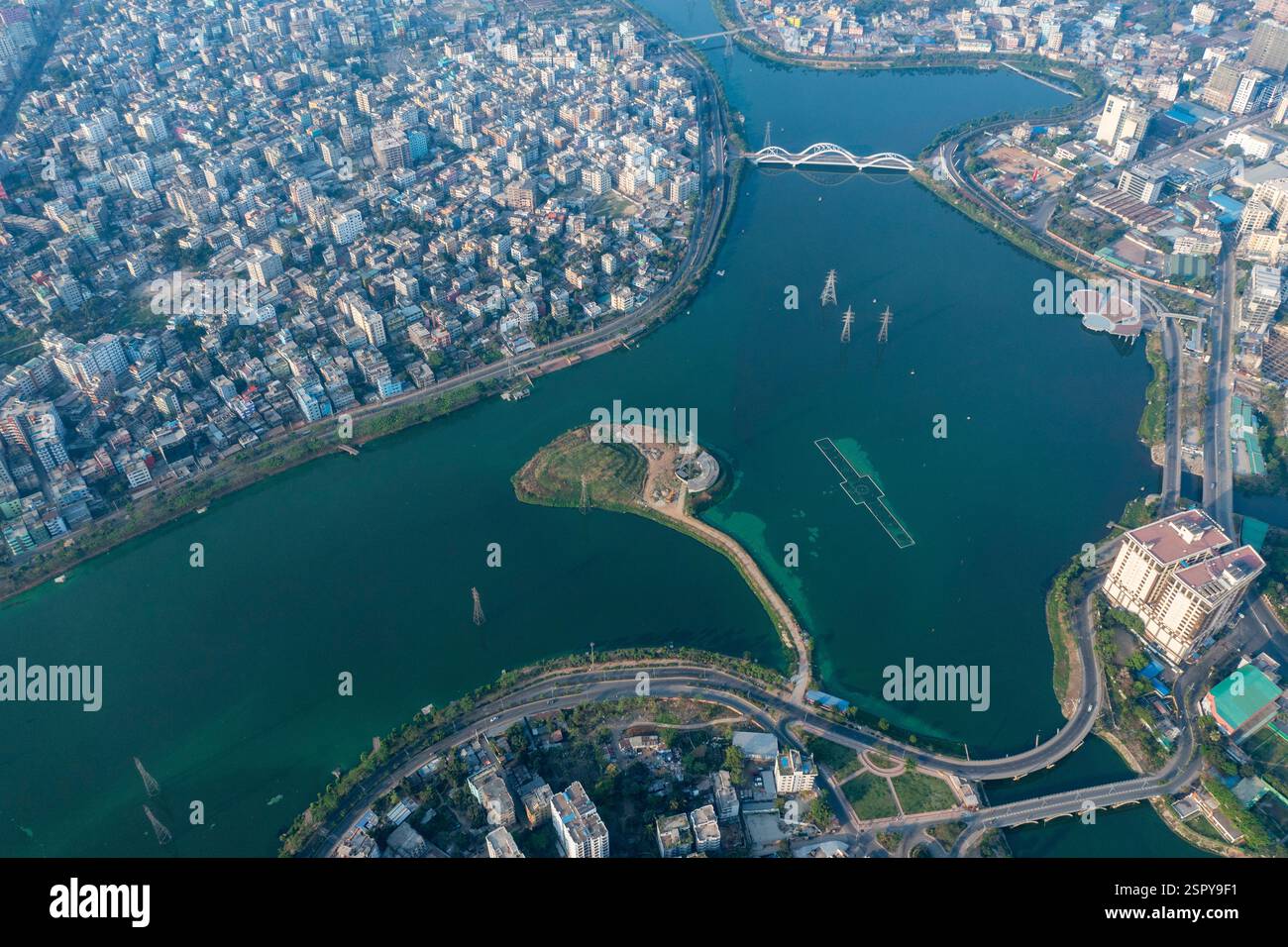 A breathtaking aerial view of Dhaka’s Hatirjheel project, showcasing ...