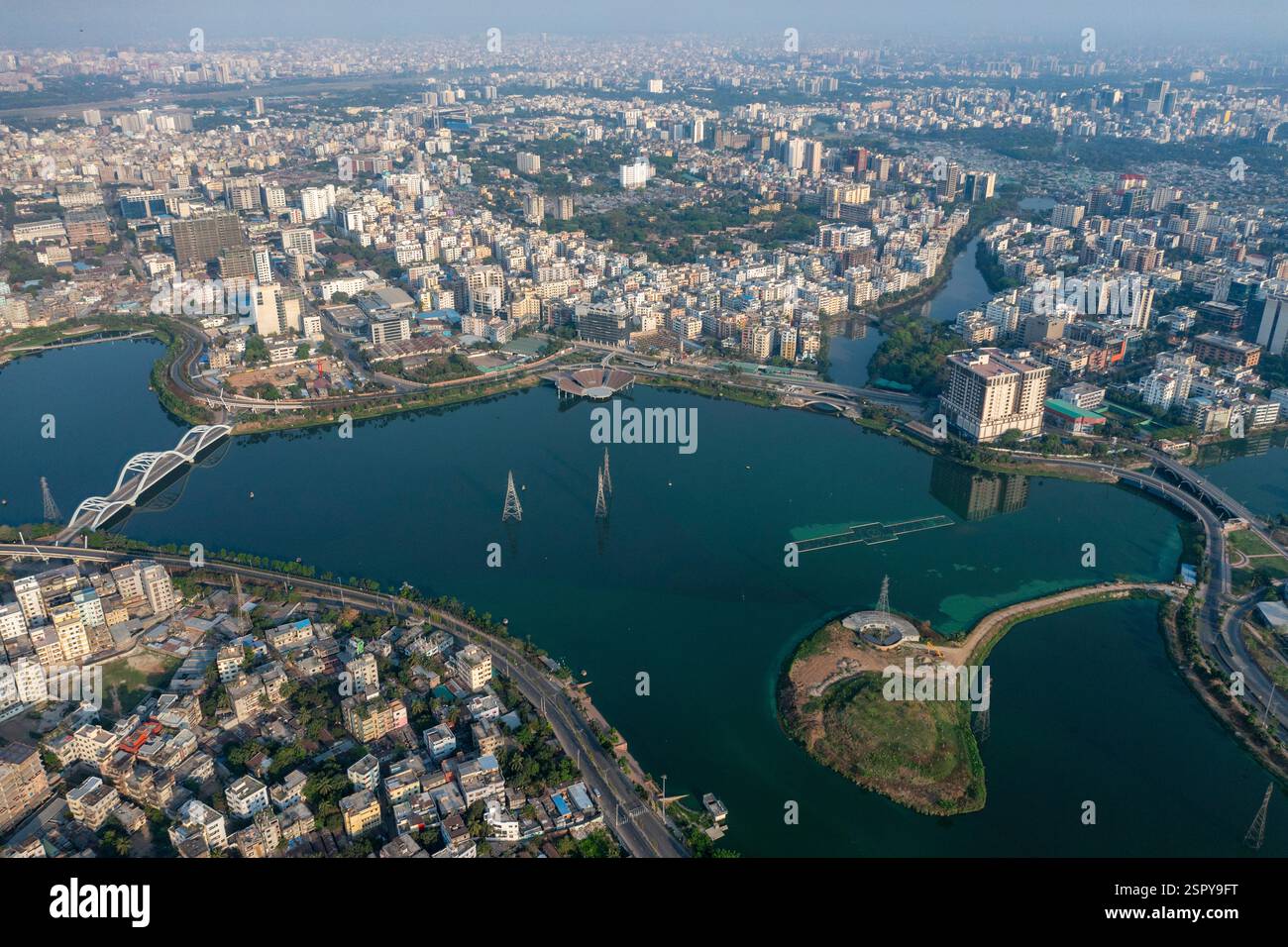 A breathtaking aerial view of Dhaka’s Hatirjheel project, showcasing ...