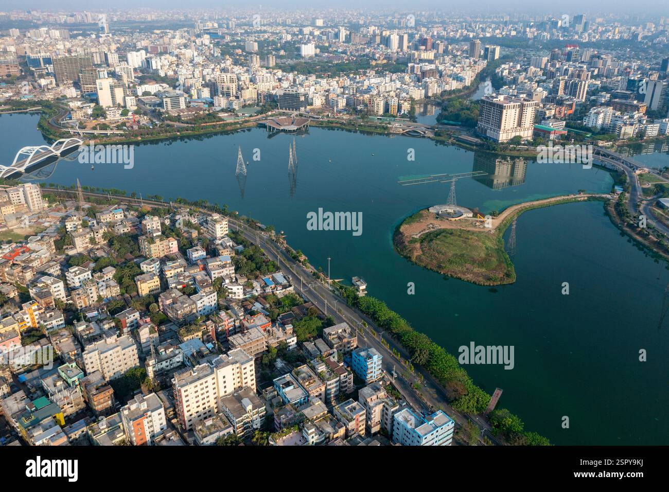 A breathtaking aerial view of Dhaka’s Hatirjheel project, showcasing ...