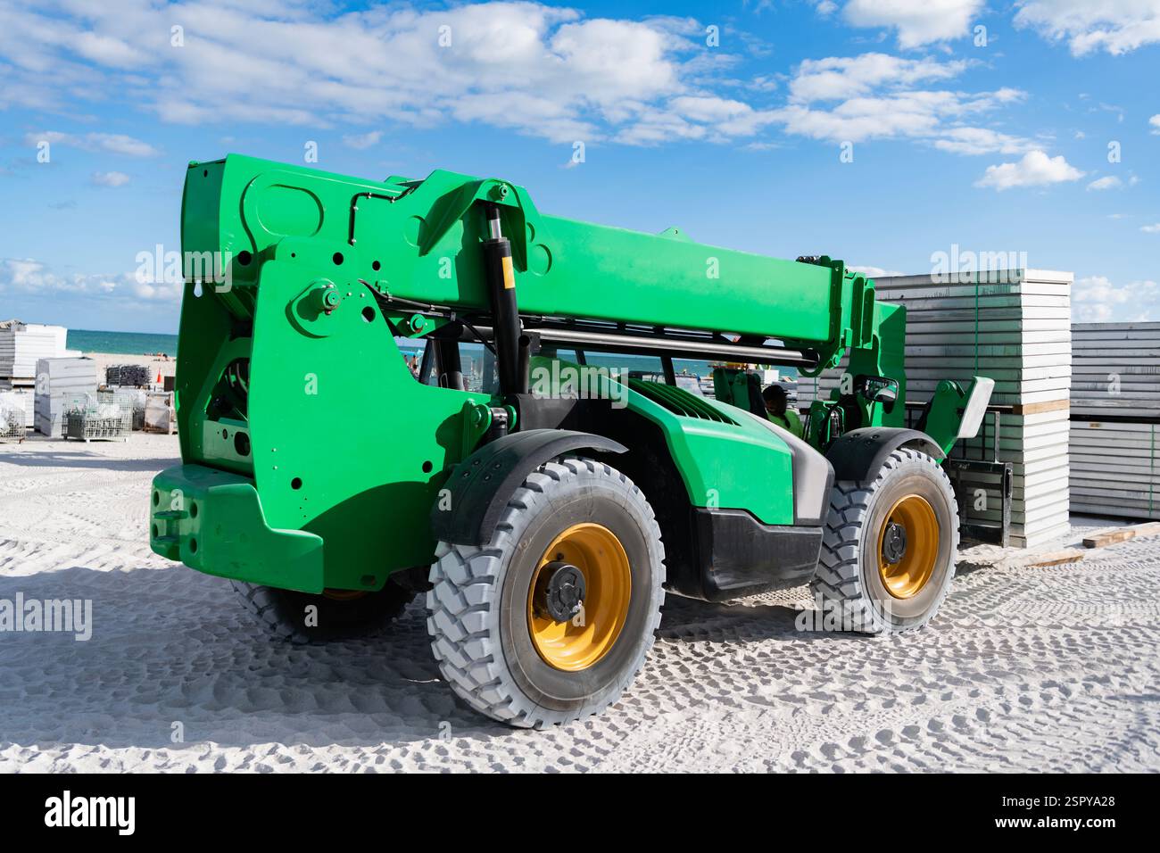 Heavy boom lift outdoor. Machine equipment. Heavy equipment boom ...