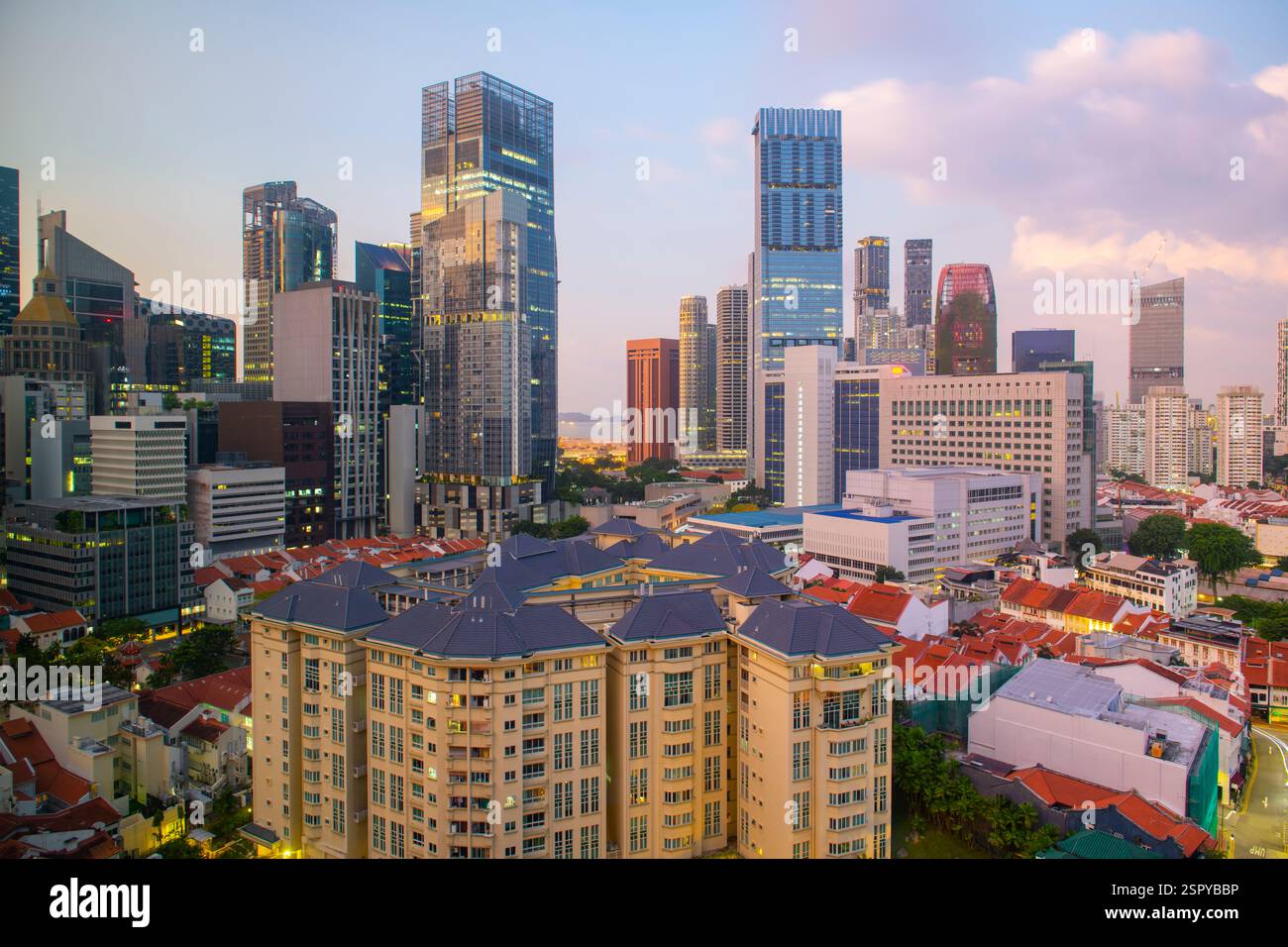 Emerald Garden and historic commercial building aerial view in the ...
