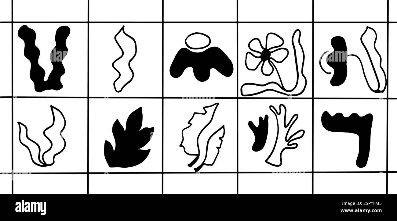 Black and White Organic Shape Illustration Set Stock Vector Image & Art ...