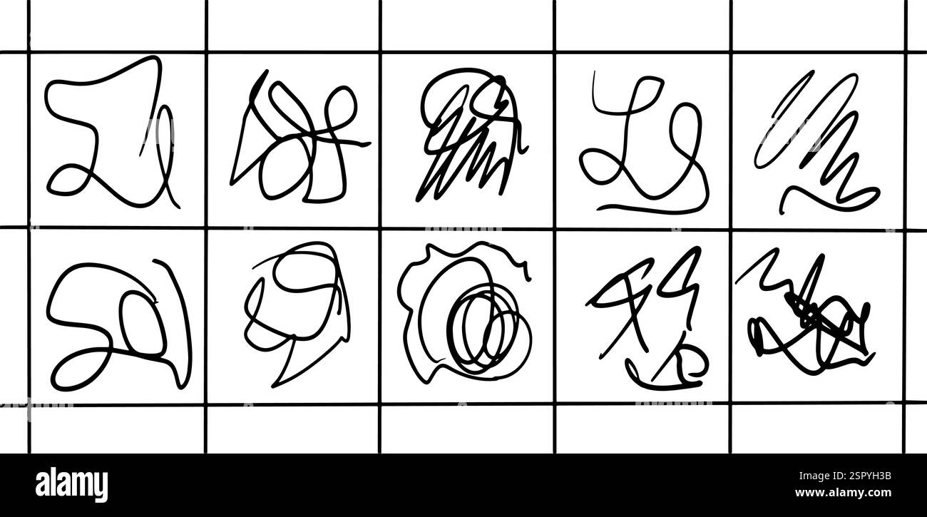 Abstract Scribble Doodle Illustration Set – Hand-Drawn Ink Line Art ...