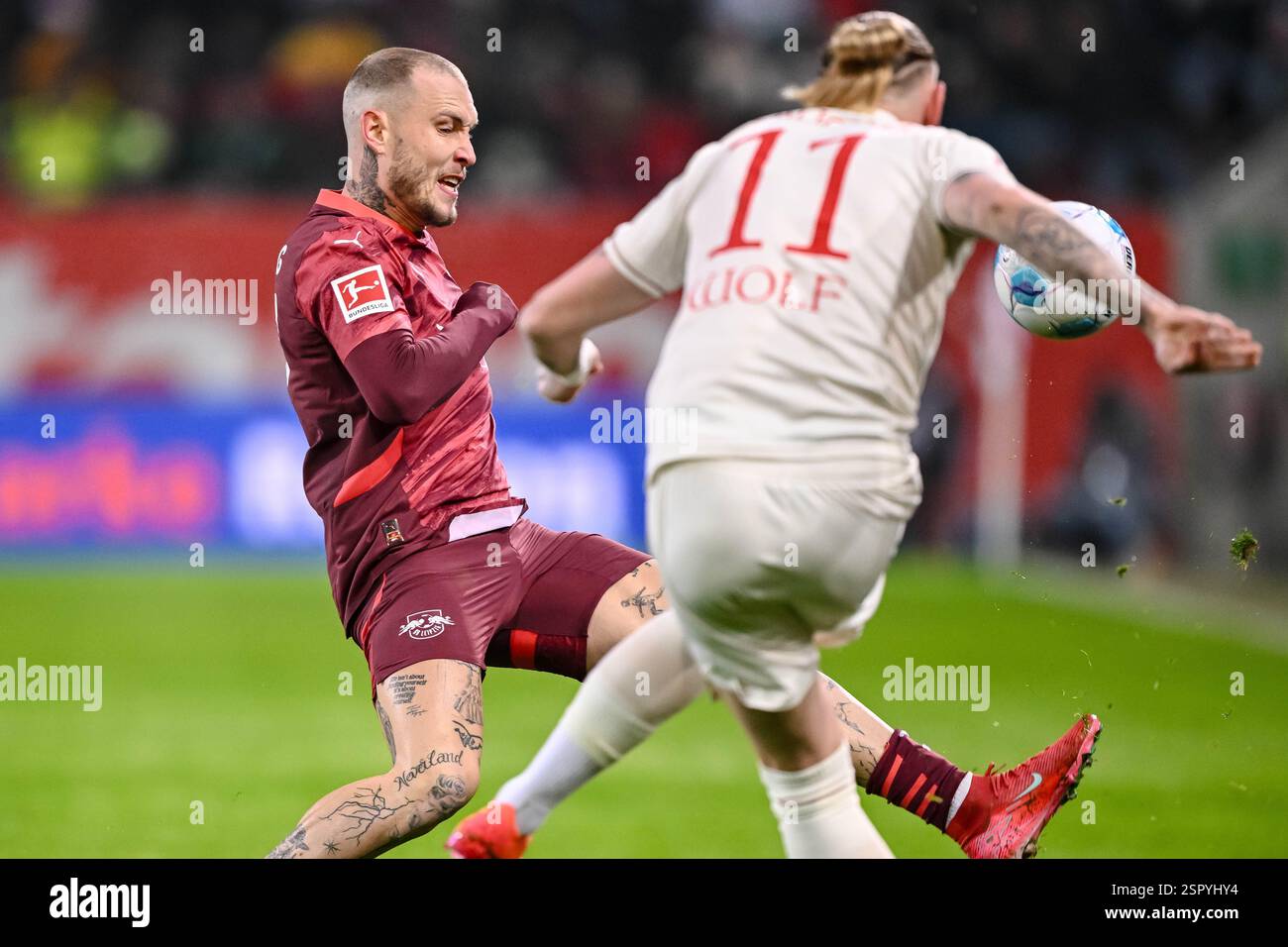 Augsburg, Germany. 14th Feb, 2025. Soccer, Bundesliga, FC Augsburg - RB ...