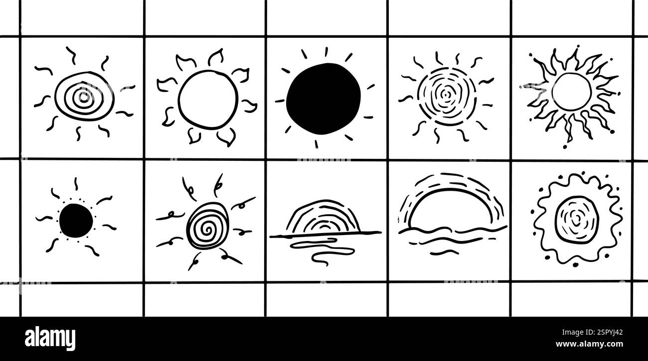 Hand-Drawn Sun Illustration Set Stock Vector Image & Art - Alamy