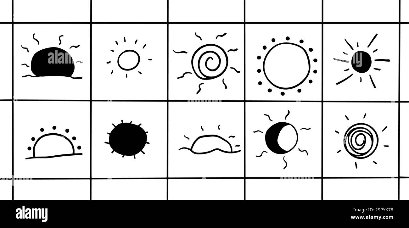Hand-Drawn Sun Illustration Set Stock Vector Image & Art - Alamy