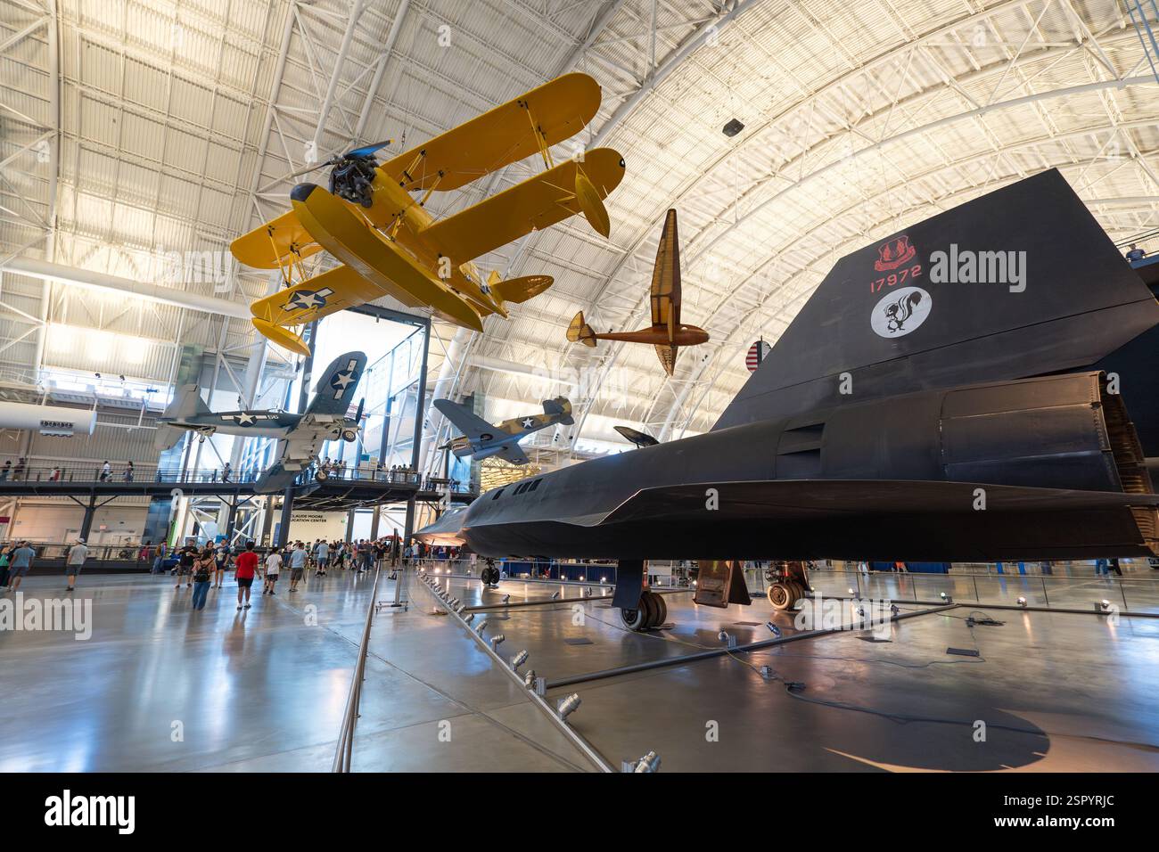 SR-71 Blackbird and N3N-3 'Yellow Peril' floatplane in the Smithsonian Air and Space Museum ...