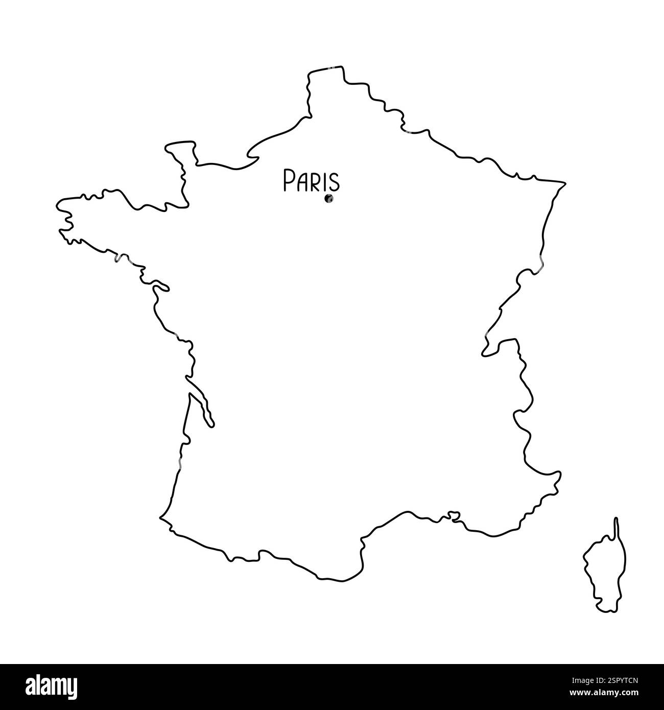 France country map simple hand drawn outline vector illustration, blank ...