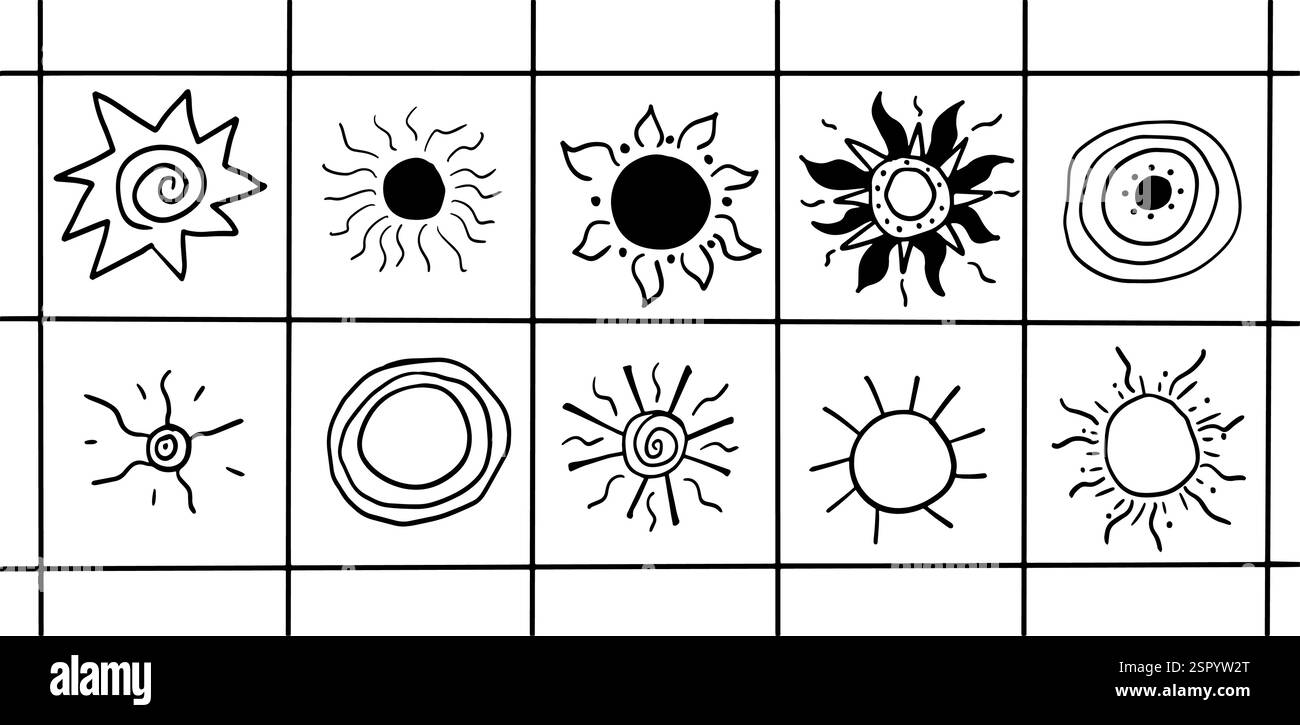 Hand-Drawn Sun Illustration Set Stock Vector Image & Art - Alamy