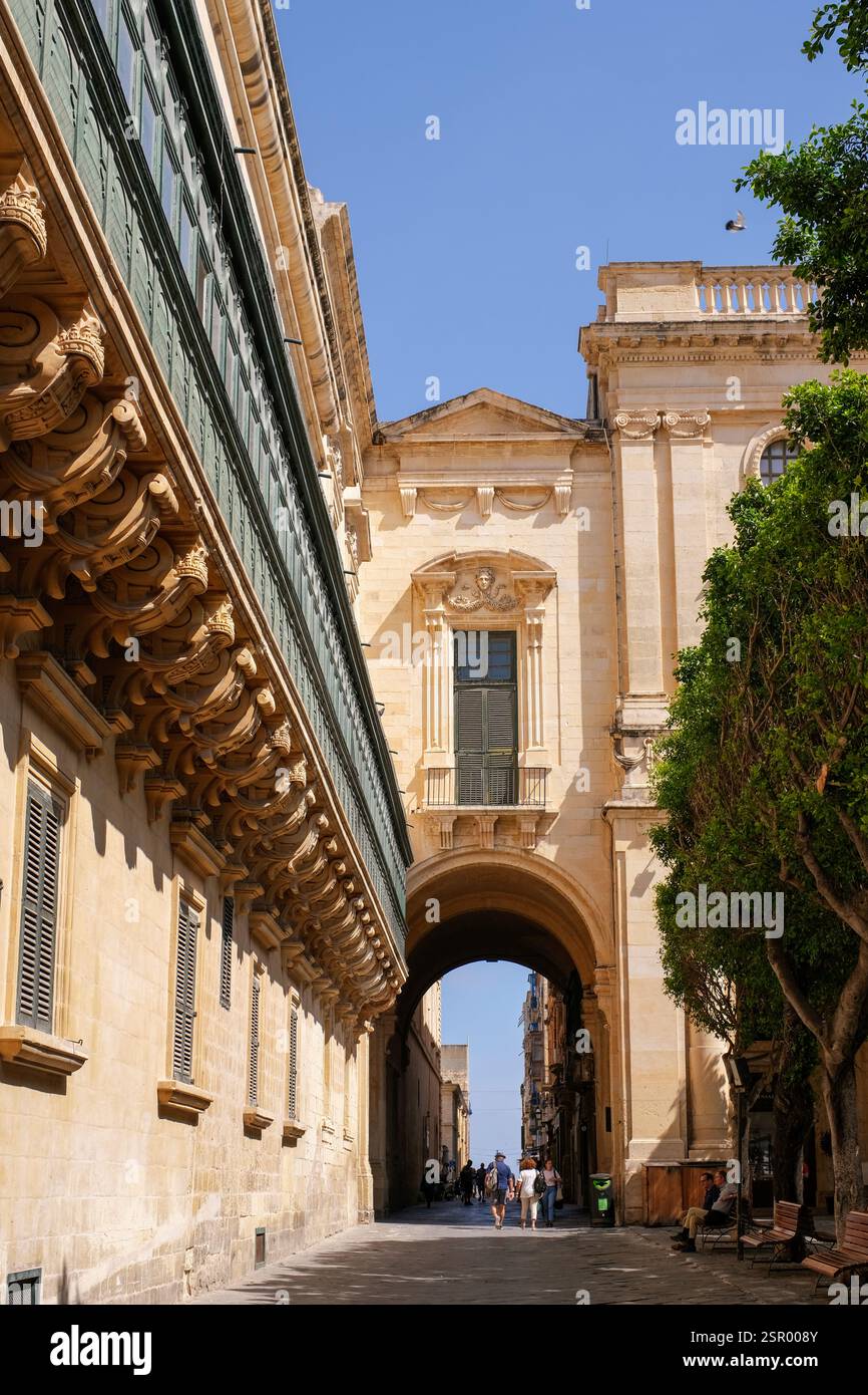 Landmark of in the ancient city of Valletta, Malta Stock Photo - Alamy