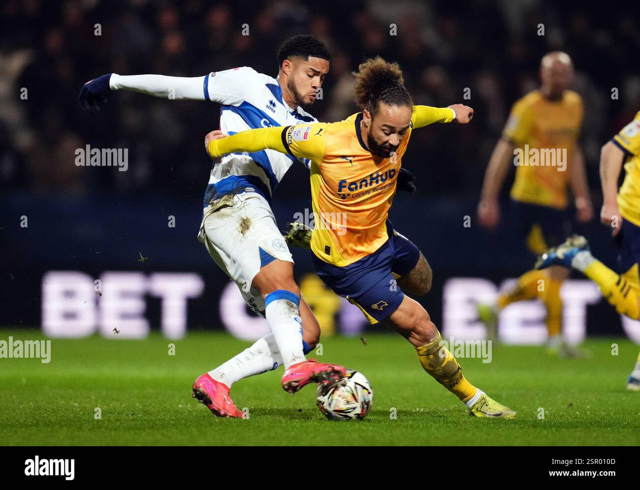 Derby County's Marcus Harness and Queens Park Rangers' Jonathan Varane ...