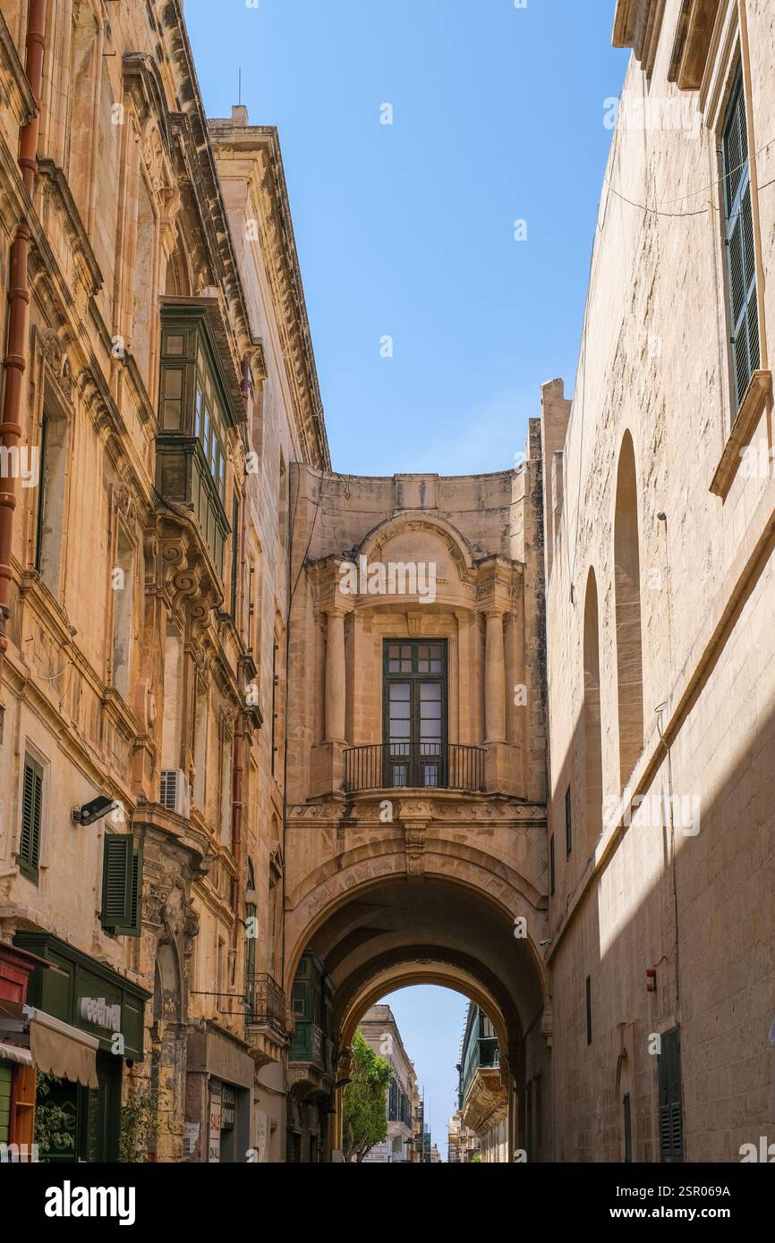 Landmark of in the ancient city of Valletta, Malta Stock Photo - Alamy