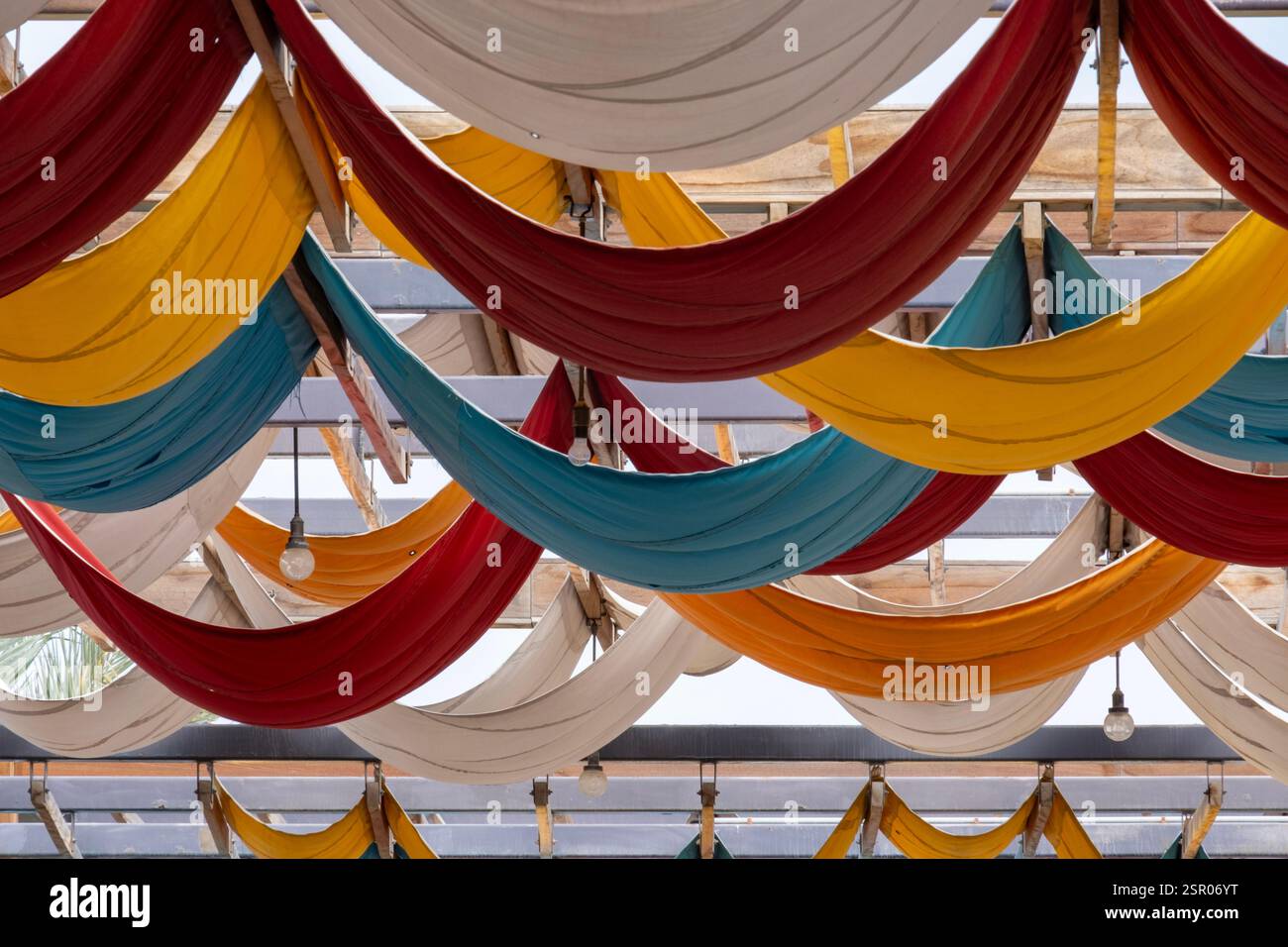 Vibrant colorful fabric canopies shade Stock Photo - Alamy
