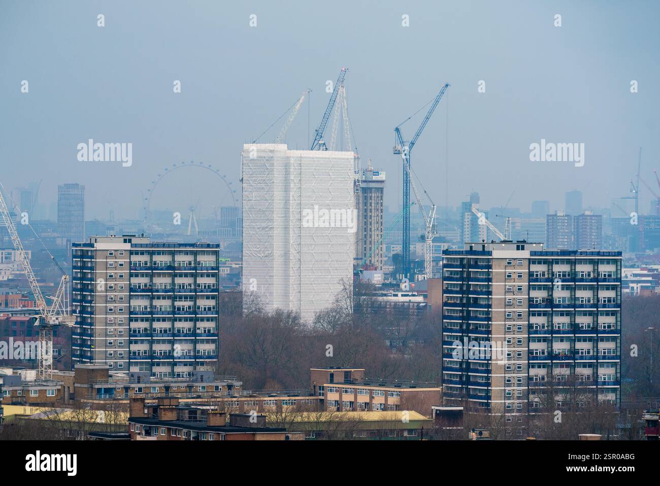 Maydew House in Bermondsey is wrapped in white sheeting ready for demolition. London, UK Stock ...