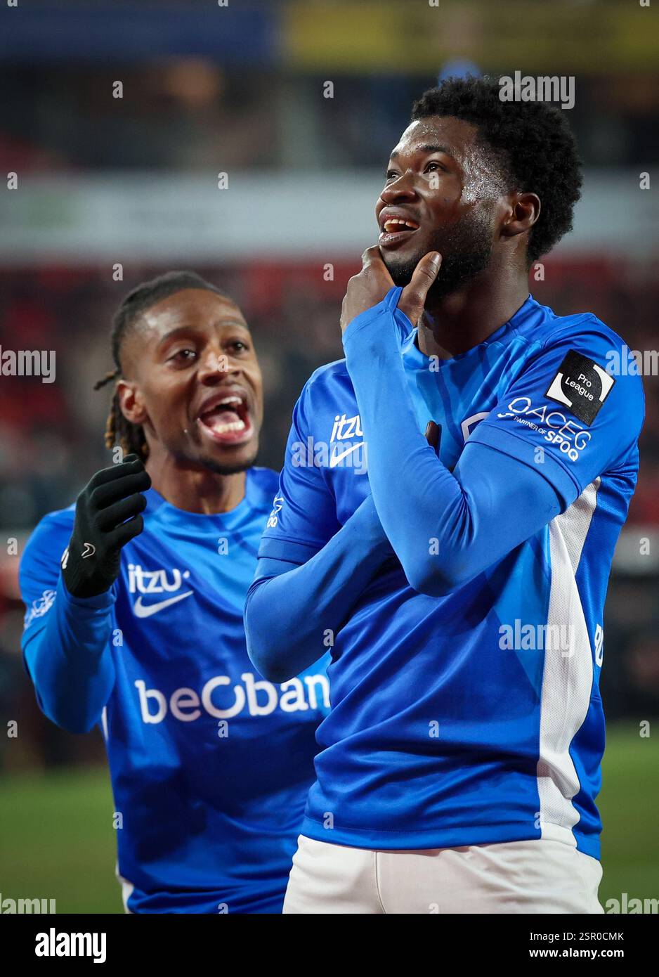 Liege, Belgium. 14th Feb, 2025. Genk's Christopher Bonsu Baah ...