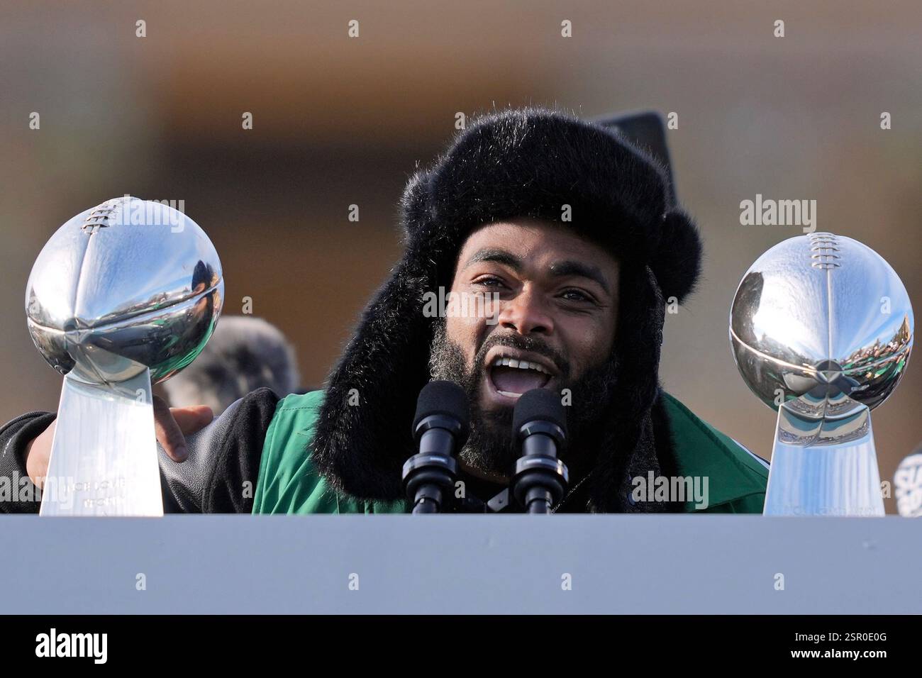 Philadelphia Eagles defensive end Brandon Graham speaks during the team ...