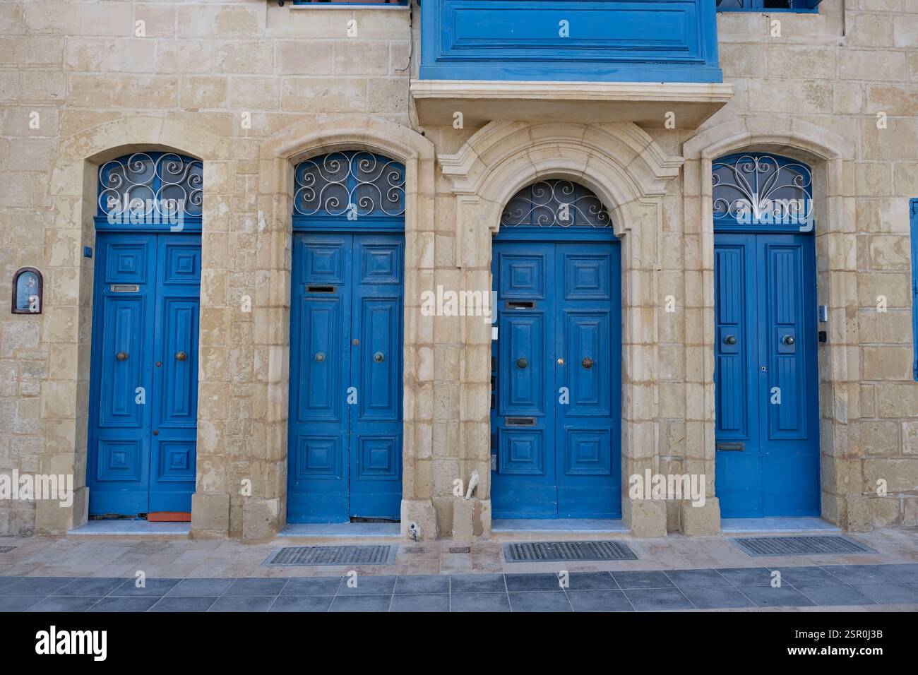Traditional colorful Maltese doors in Valletta. Front doors to houses ...