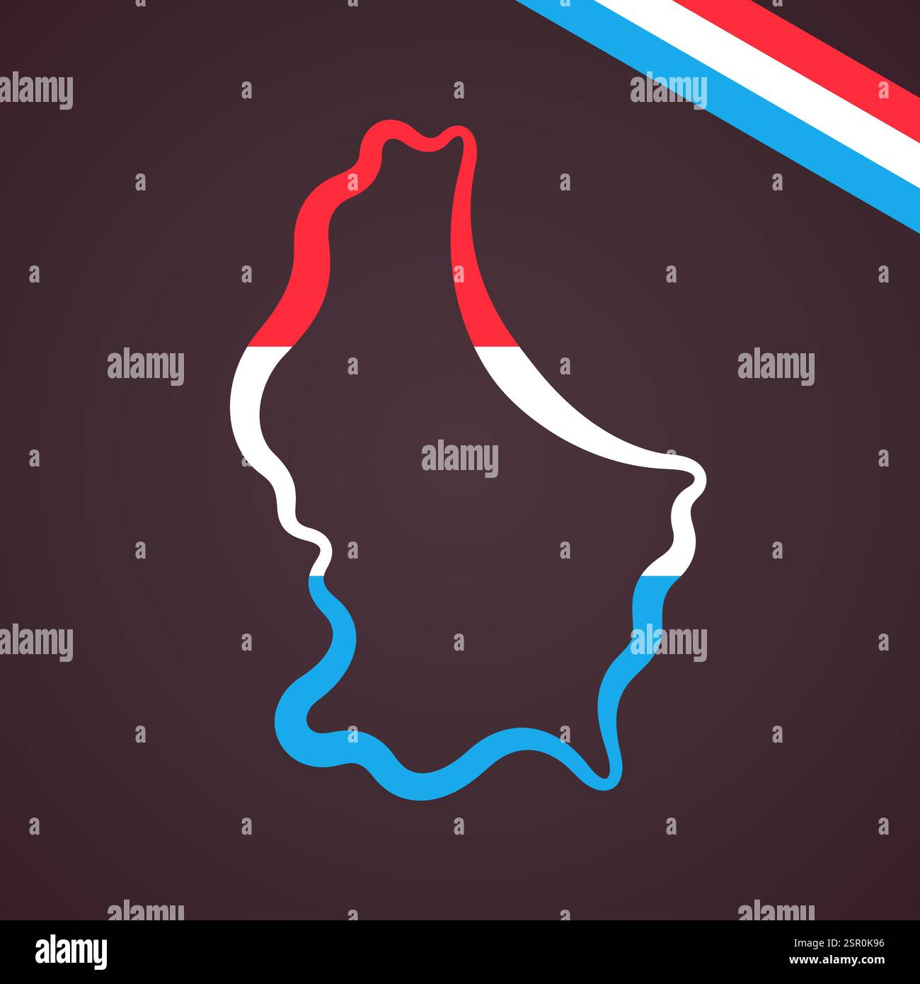 Outline map of Luxembourg marked in colors from the flag Stock Vector ...