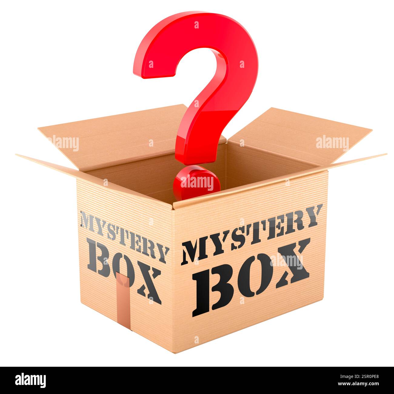 Mystery box with question inside, 3D rendering isolated on white ...