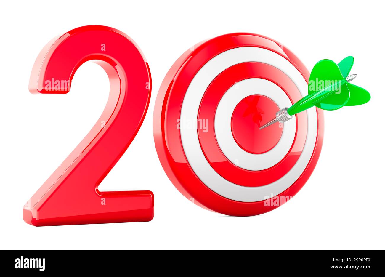 Target 20 with arrow in bullseye, success and achievement concept. 3D ...