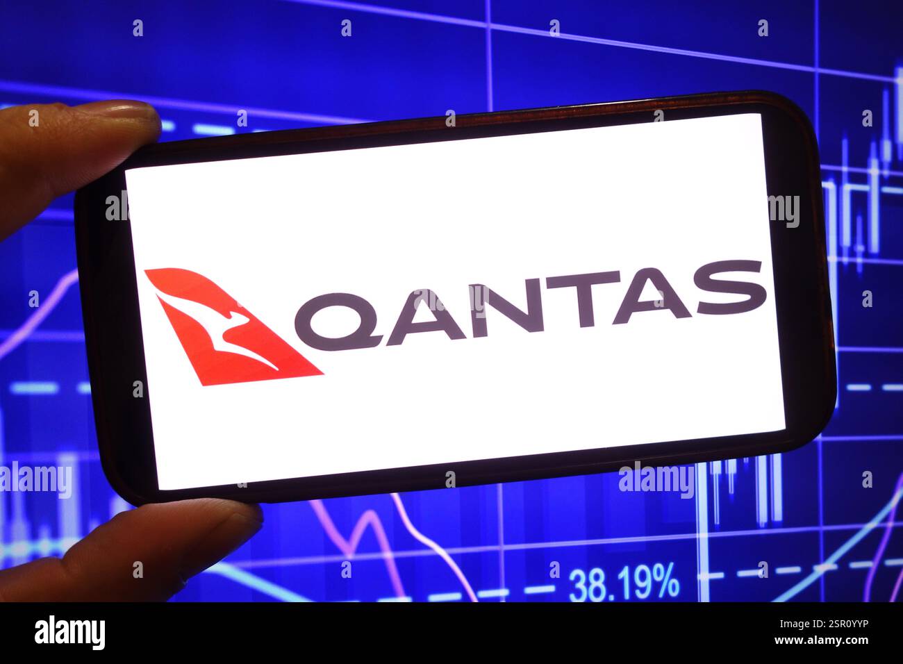 Poland. 14th Feb, 2025. In this photo illustration, the Qantas Airways ...