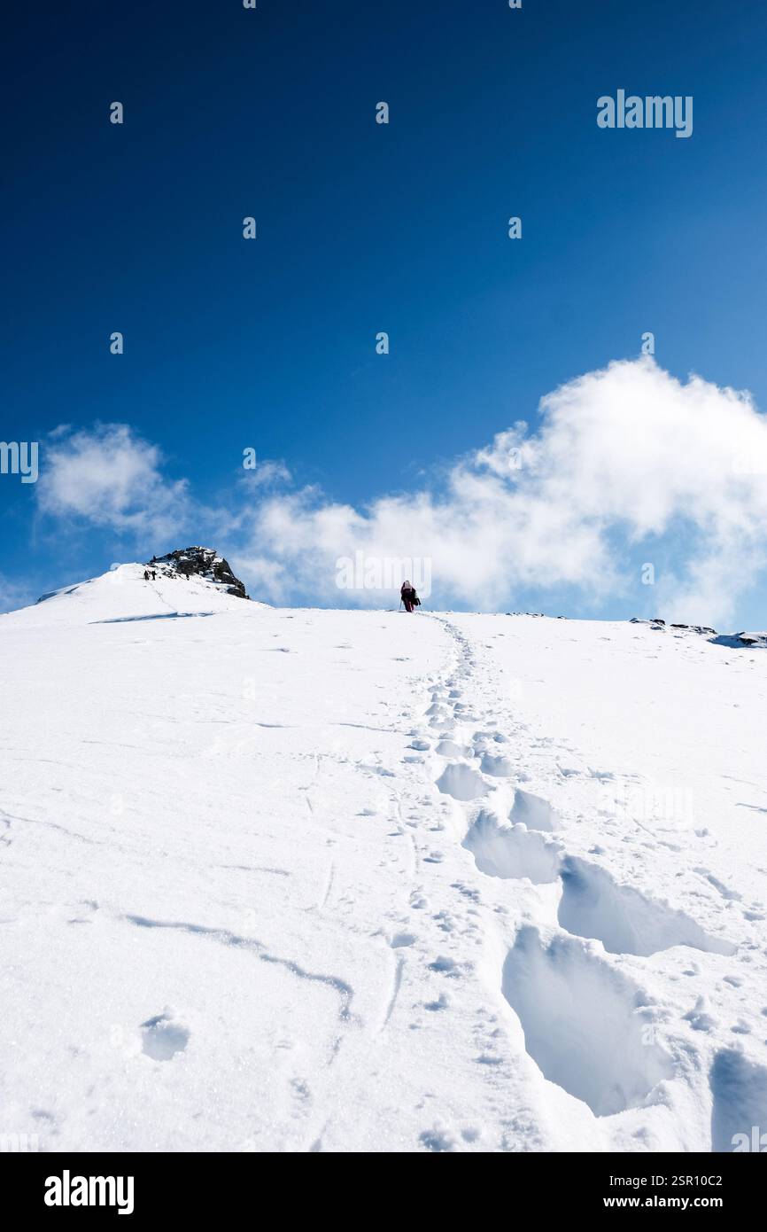 snowy mountains in Albania. hiking trail. winter scenery. Albanian alps ...