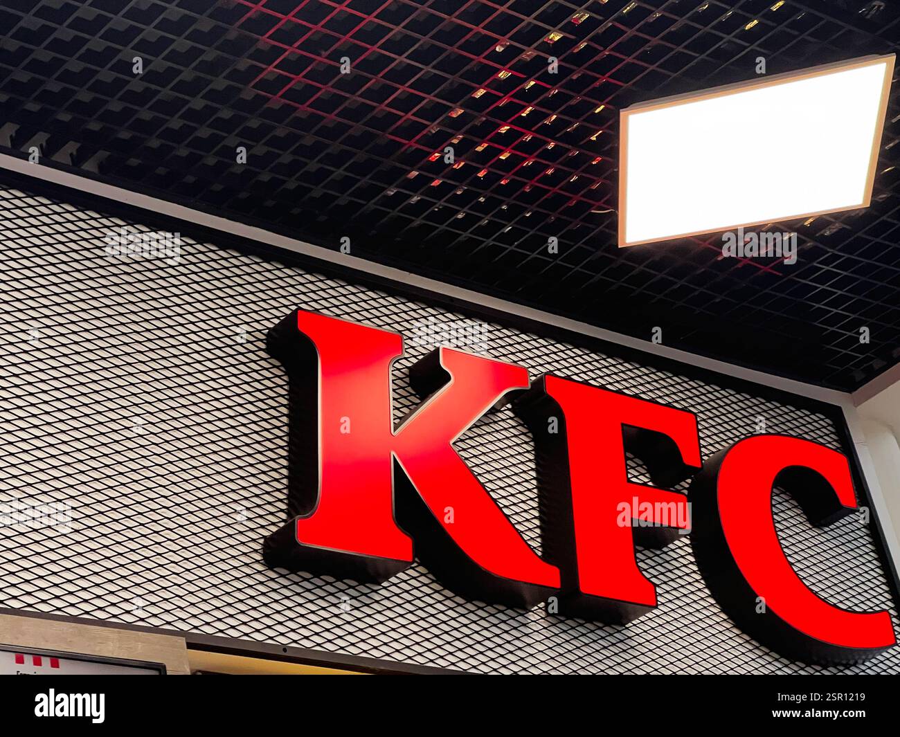 Lviv, Ukraine - February 13, 2025: Bright red letters KFC forming an ...