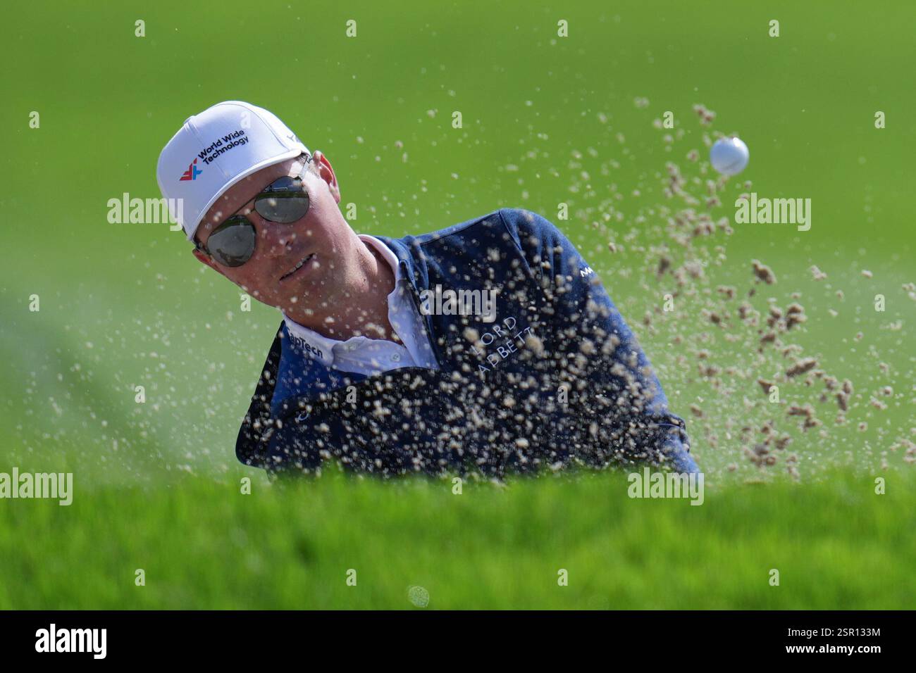 Ben Griffin hits a bunker shot on the 15th hole of the South Course at ...