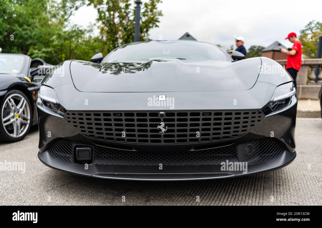 Chicago, Illinois - September 29, 2024: Ferrari Roma black color ...