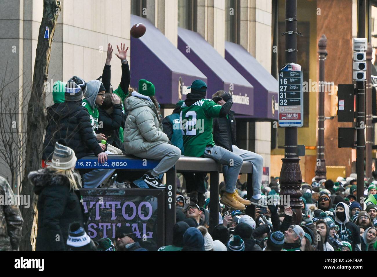 Philadelphia, Pennsylvania, USA. 14th Feb, 2025. Eagles fans sitting on ...