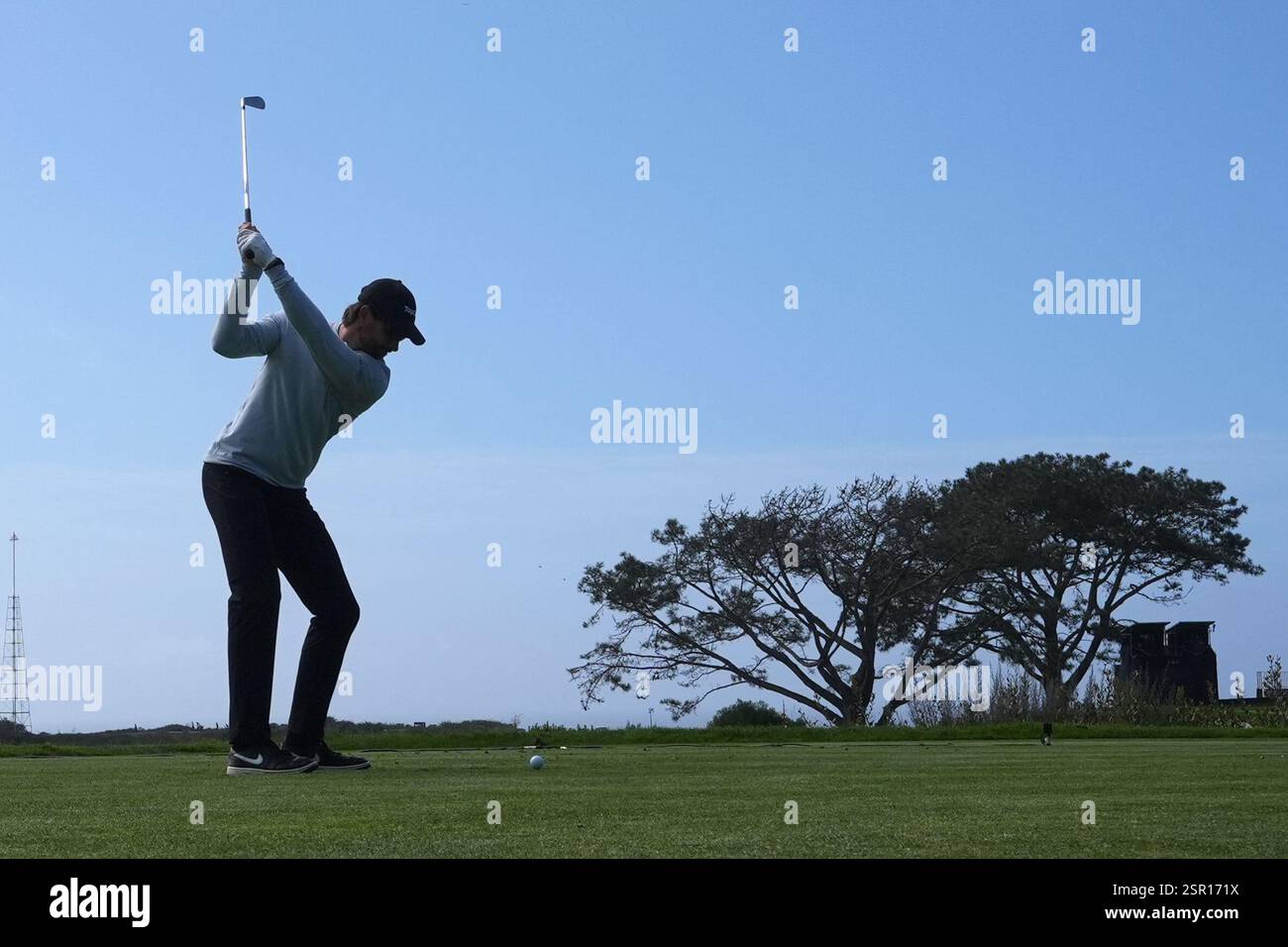 Patrick Rodgers hits a tee shot on the 16th hole of the South Course at ...