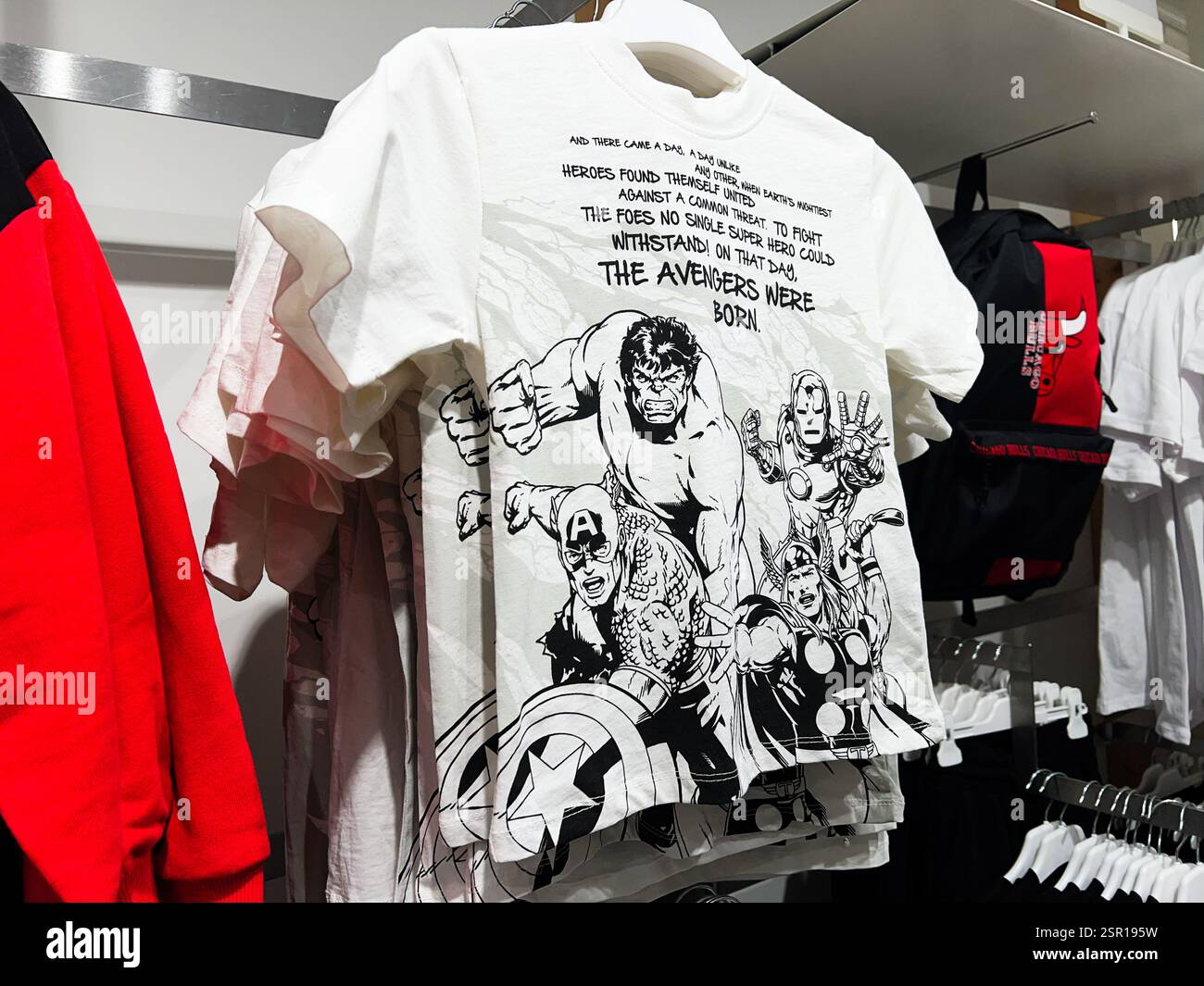 Lviv, Ukraine - February 13, 2025: A white t-shirt featuring iconic ...