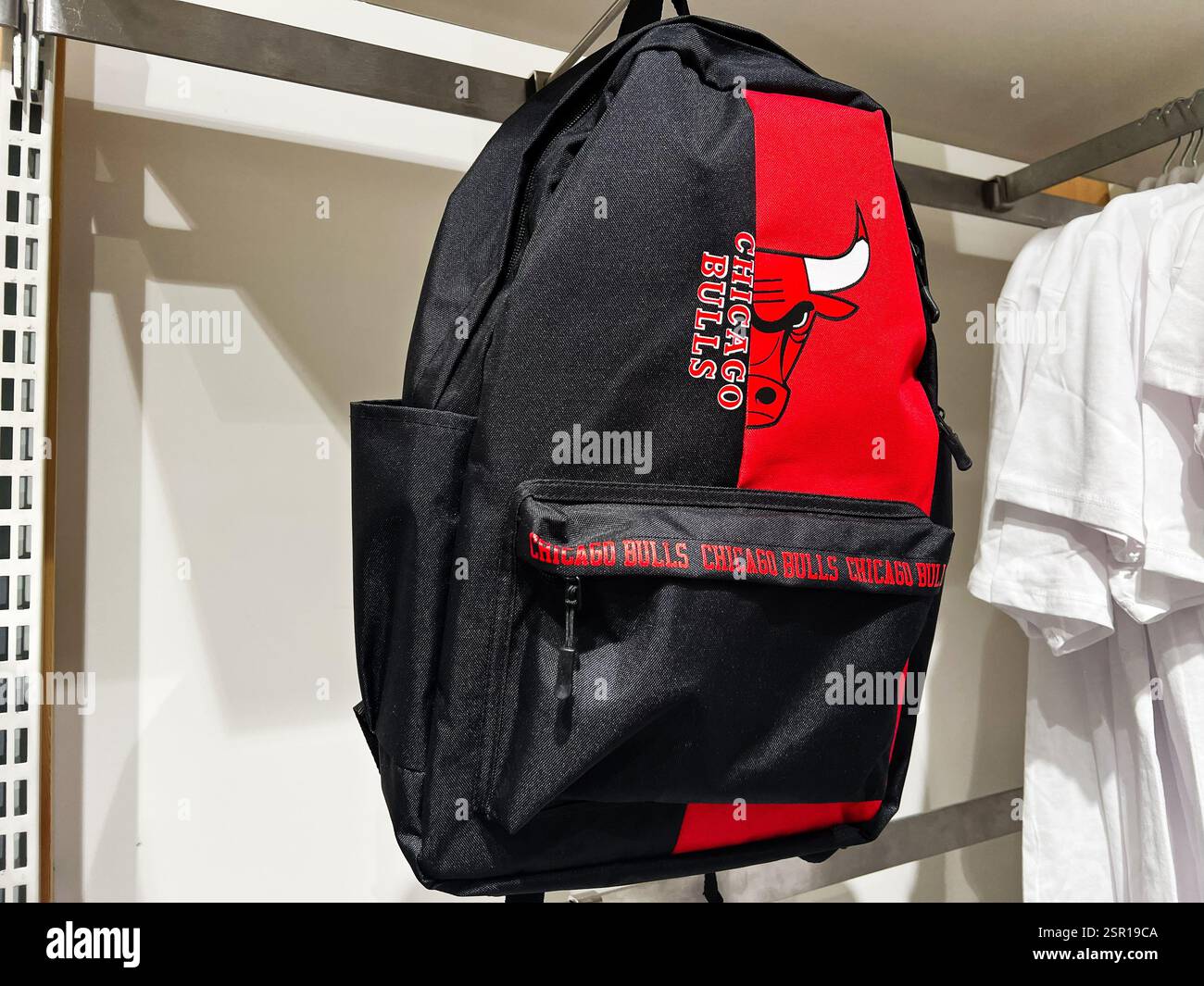 Lviv, Ukraine - February 13, 2025: Black and red Chicago Bulls backpack ...