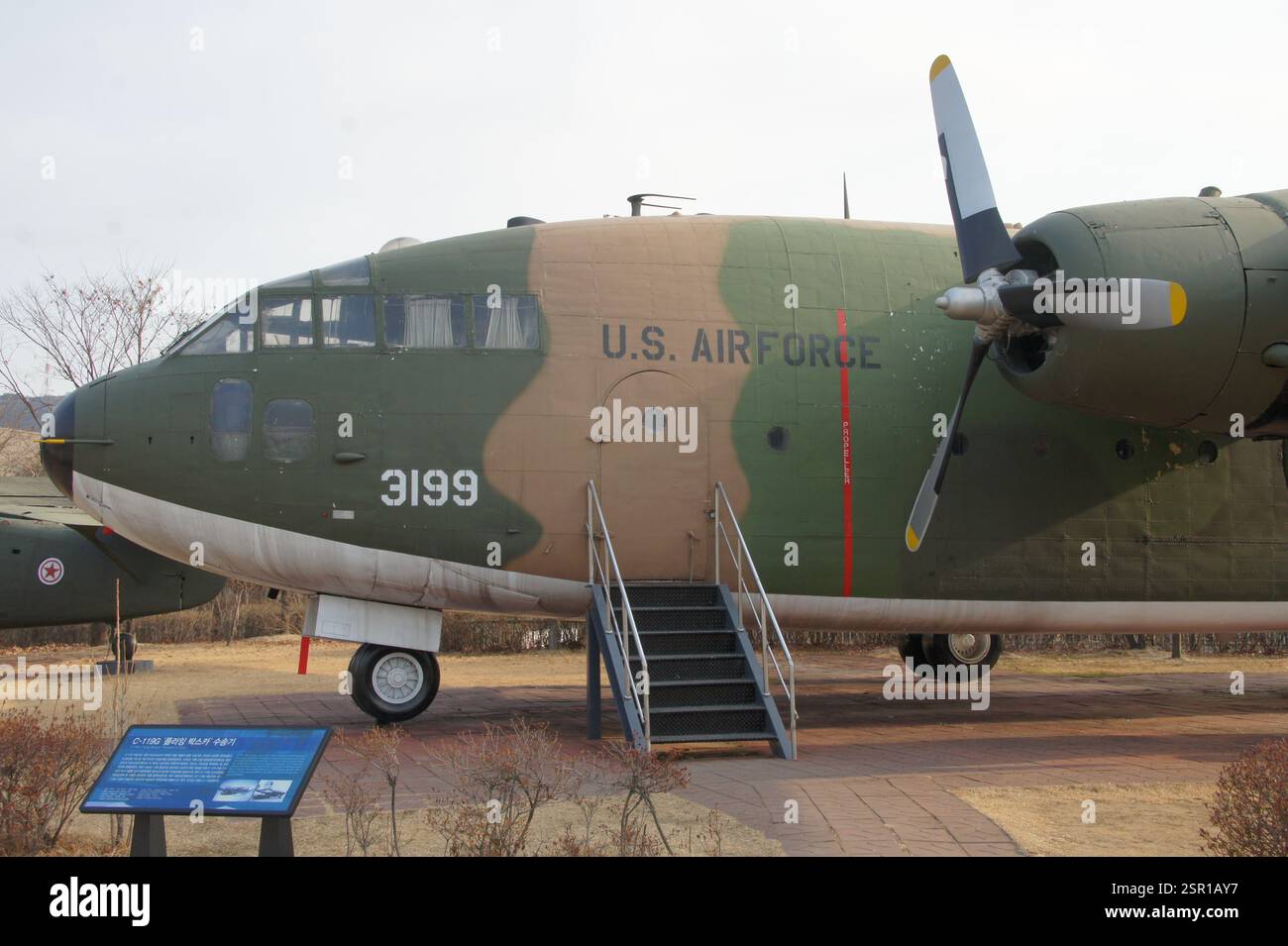 Fairchild C-119 Flying Boxcar. Military transport aircraft. Twin-engine ...
