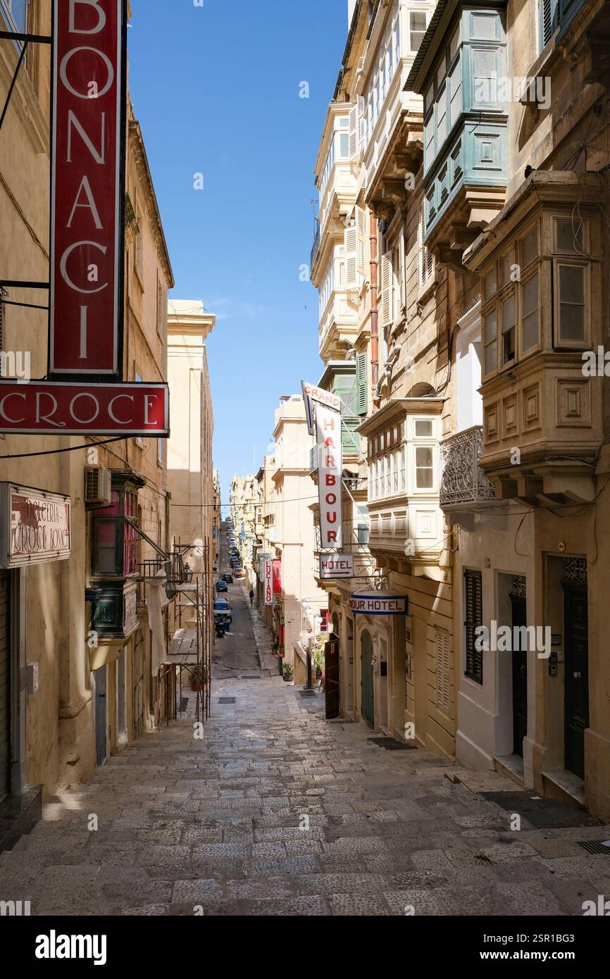 Malta, Streets of Valletta, Old Mediterranean Cities Tourism Stock ...