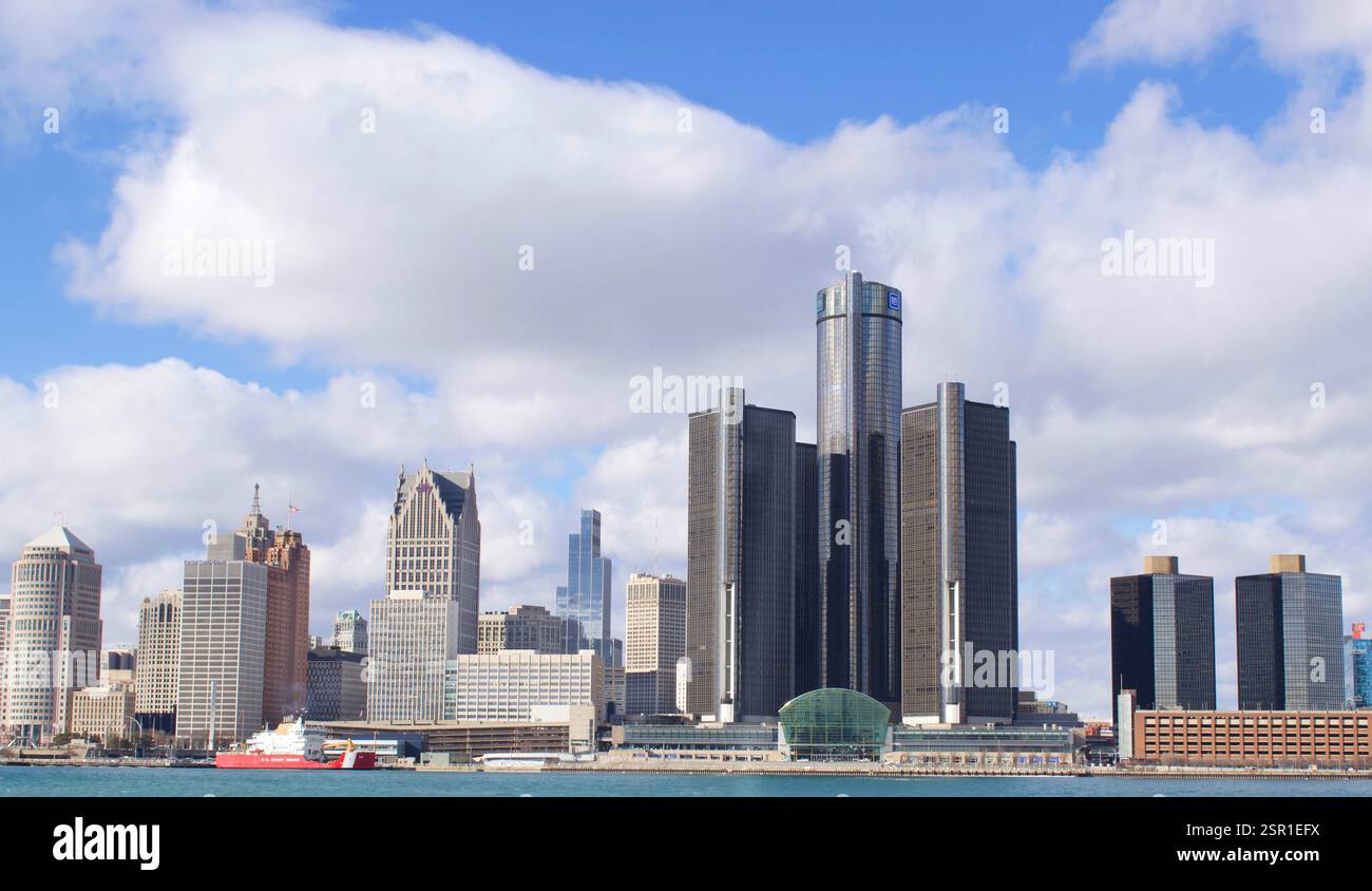 Detroit, Michigan USA Skyline, taken January 29,2025, from Windsor ...