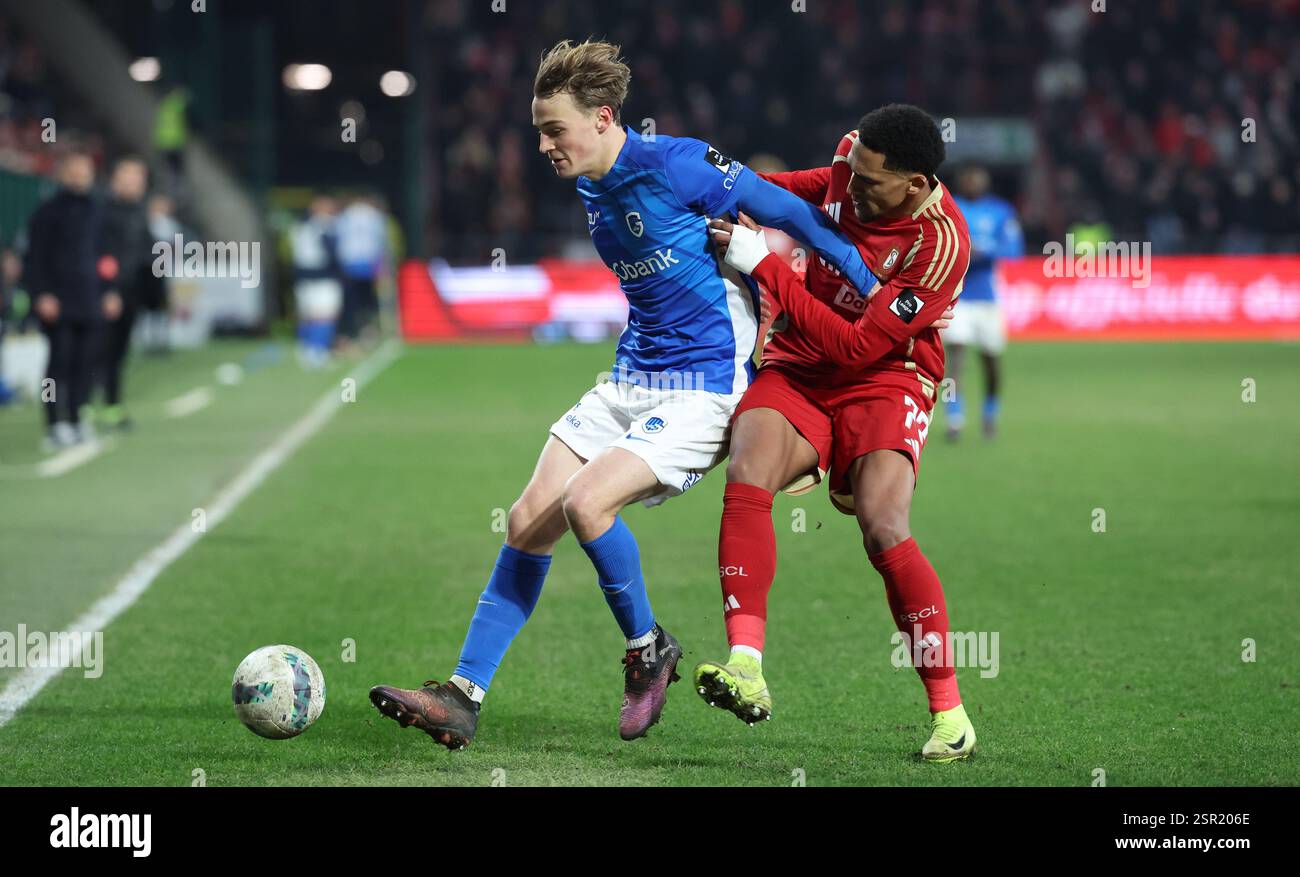 Liege, Belgium. 14th Feb, 2025. Genk's Matte Smets and Standard's ...