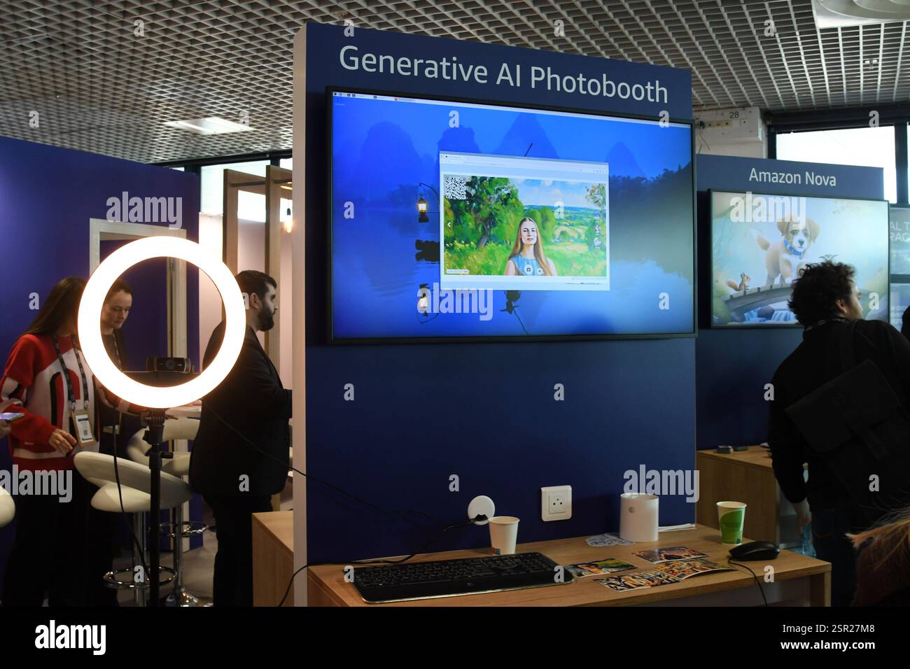 Generative AI Photoboth video on a screen during the event. WAICF ...