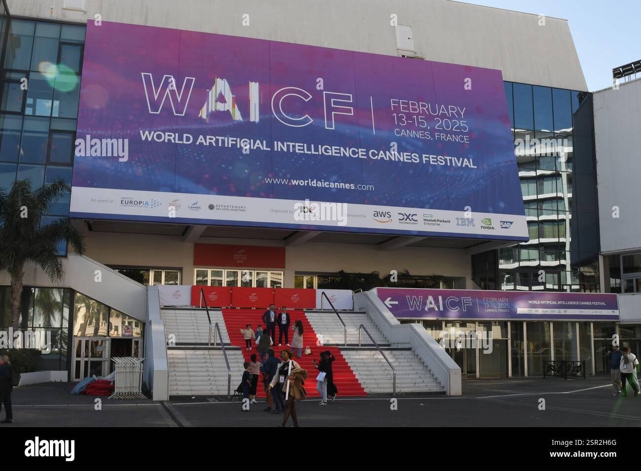 Cannes, France. 13th Feb, 2025. Visitors seen during the event. WAICF: World Artificial ...