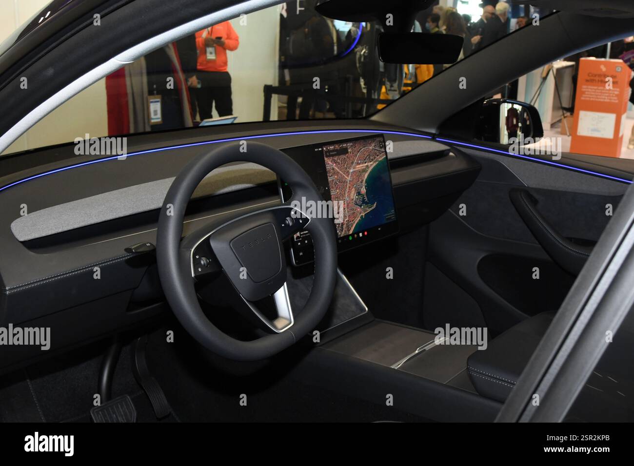 Cannes, France. 13th Feb, 2025. Interior view of car 2025 Tesla Model Y ...